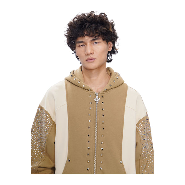 Valabasas Mens Poncho Zip Up Hoodie VLBS-VHD1-1006-KHKI Khaki | Premium ...